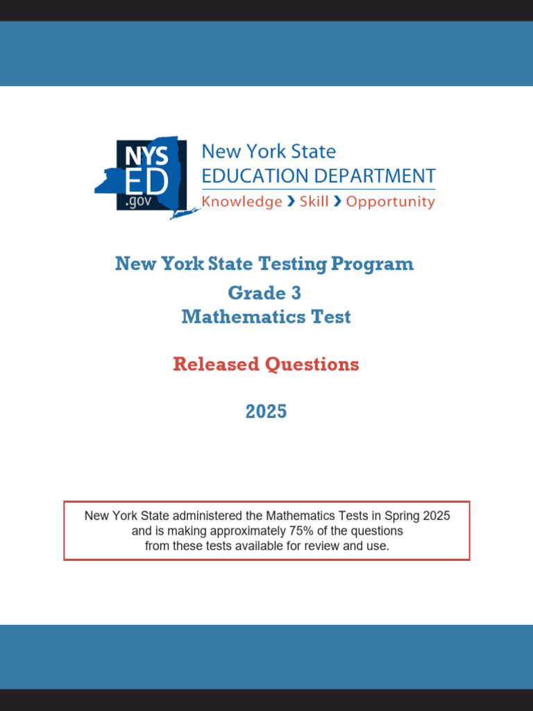 2025 NYS Grade 3 Math Released Questions | PDF | Mathematics | Numbers