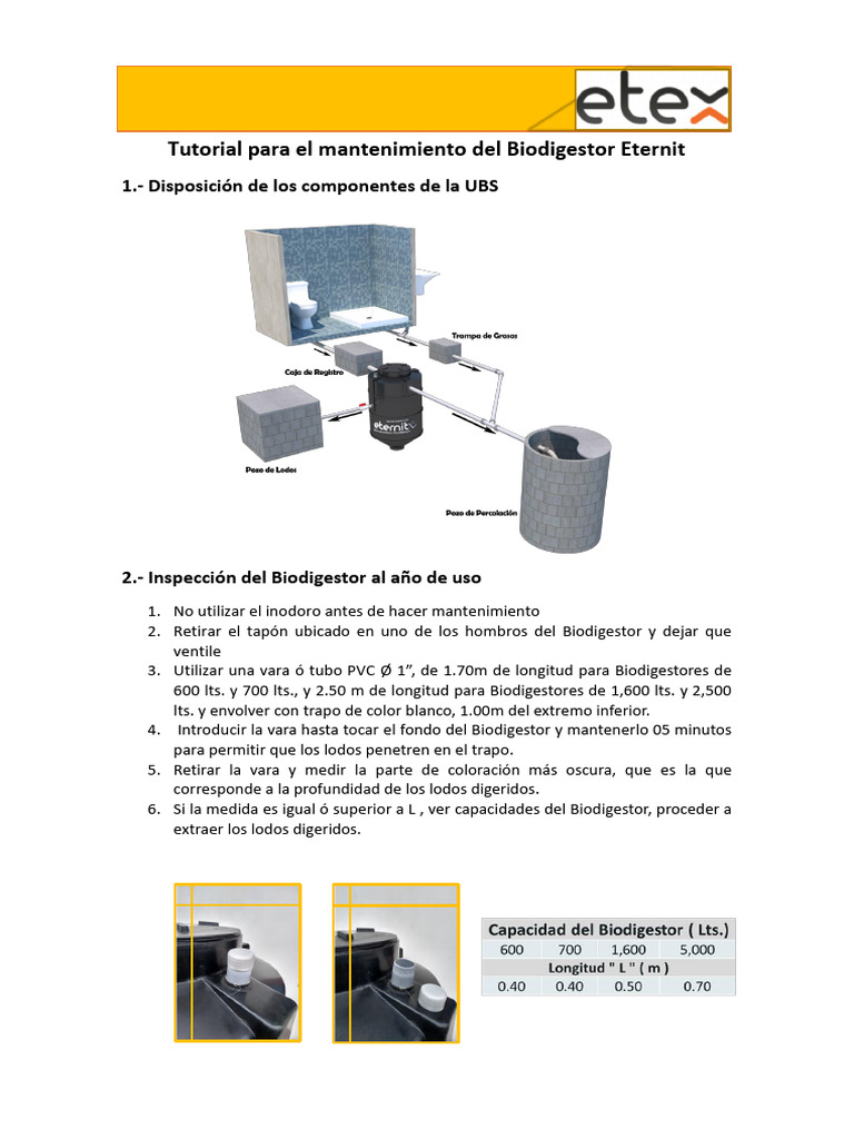Tutorial Mantenimiento Biodigestor | PDF