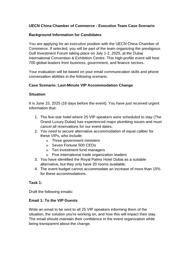 UECN Executive Team Case Scenario Guide | PDF | Hotel | Dubai