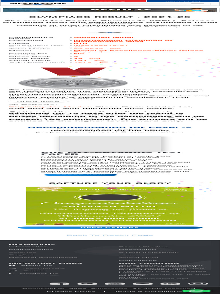 Olympiad Results - Check Olympiad Exam Results 2 | PDF | Mathematics