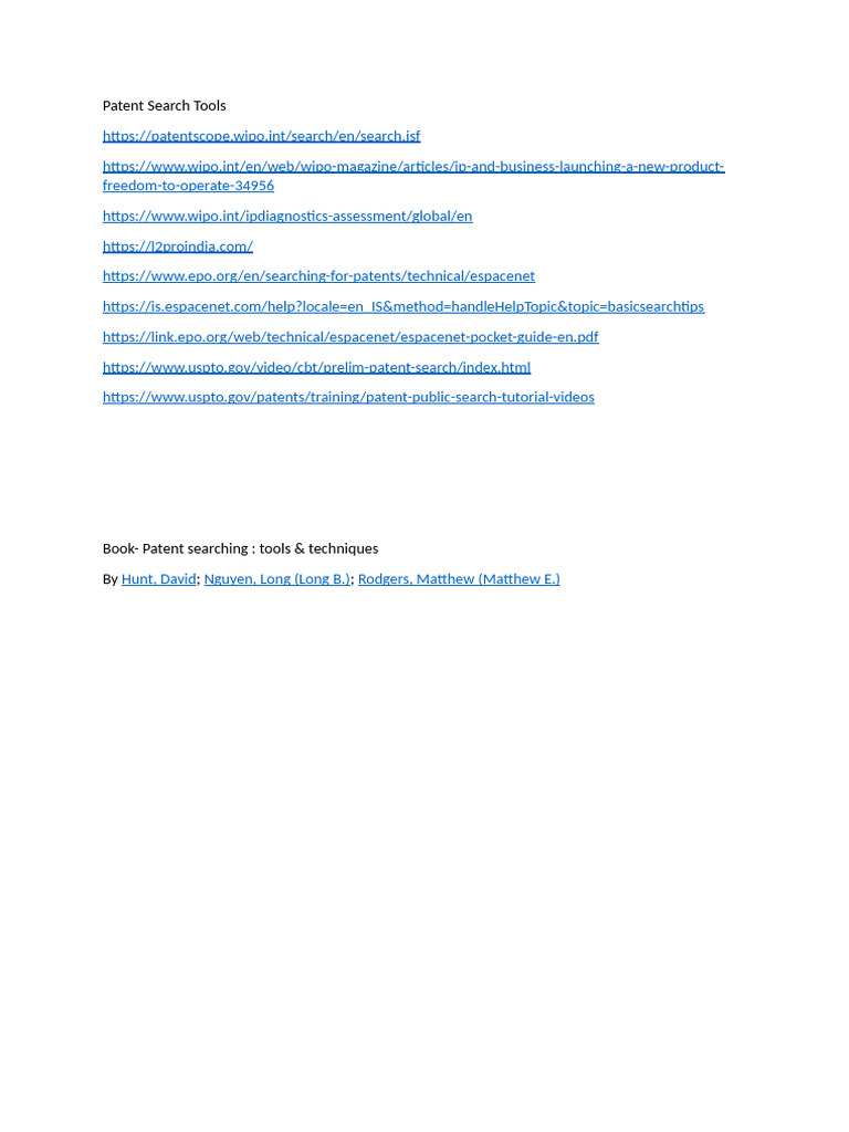 Patent Search Tools | PDF