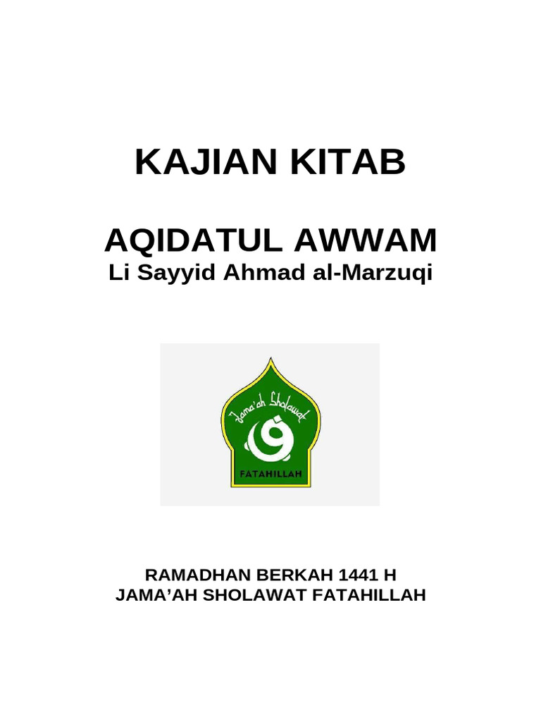 Kajian Kitab Aqidatul Awwam | PDF