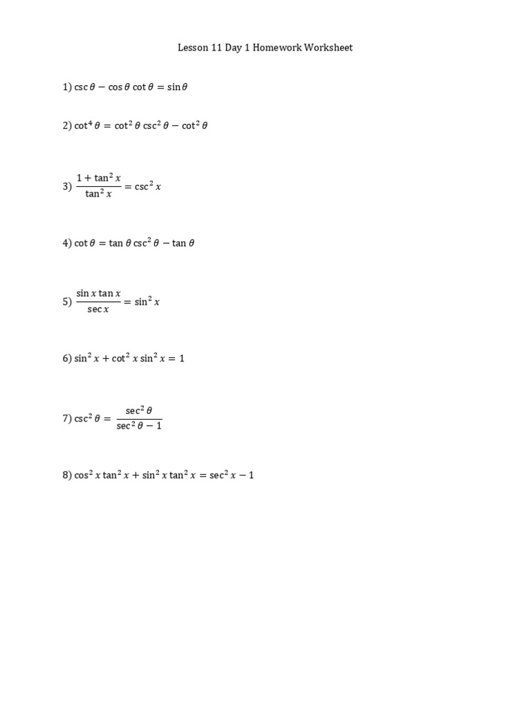 Lesson 11 Day 1 Homework Worksheet | PDF
