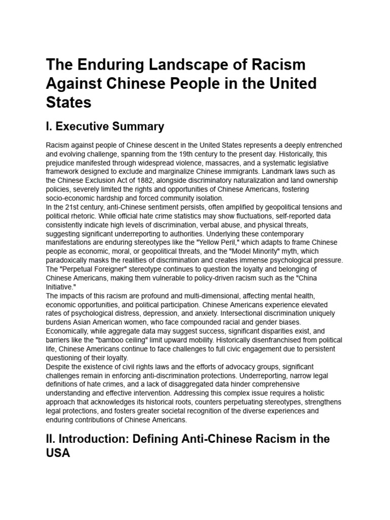 Anti-Chinese Racism in America: A History | PDF | Racism ...