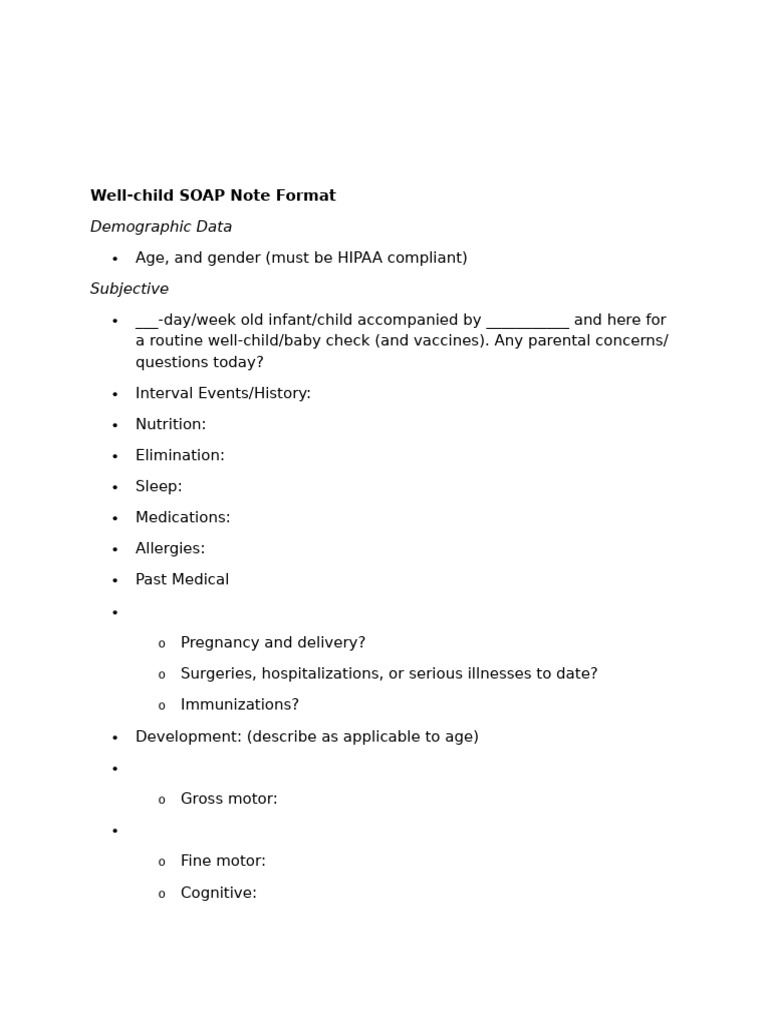 Wellchildsoapnotetemplate | PDF