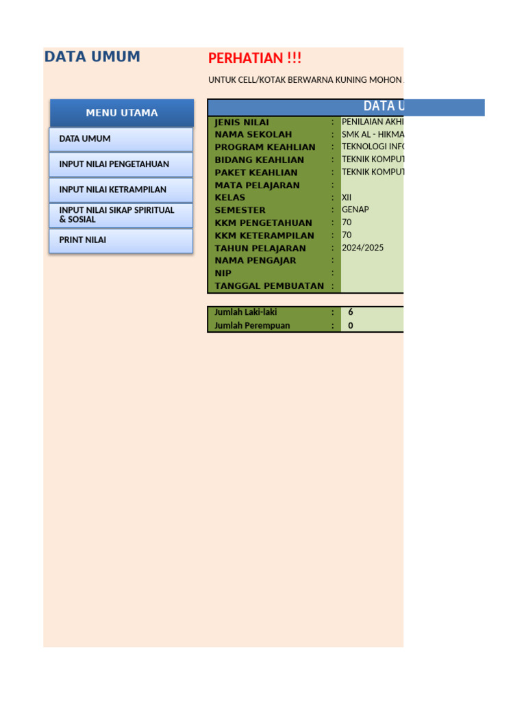 Format Nilai k13 Xi Tkr | PDF