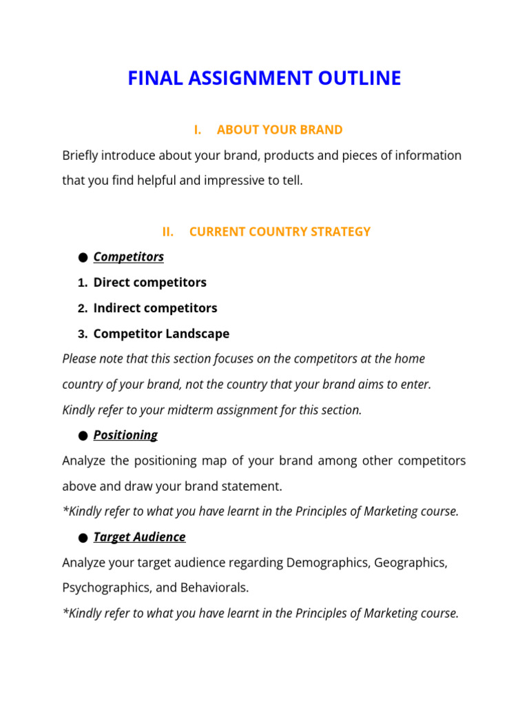 (Final) Assignment Outline | PDF | Brand | Target Audience