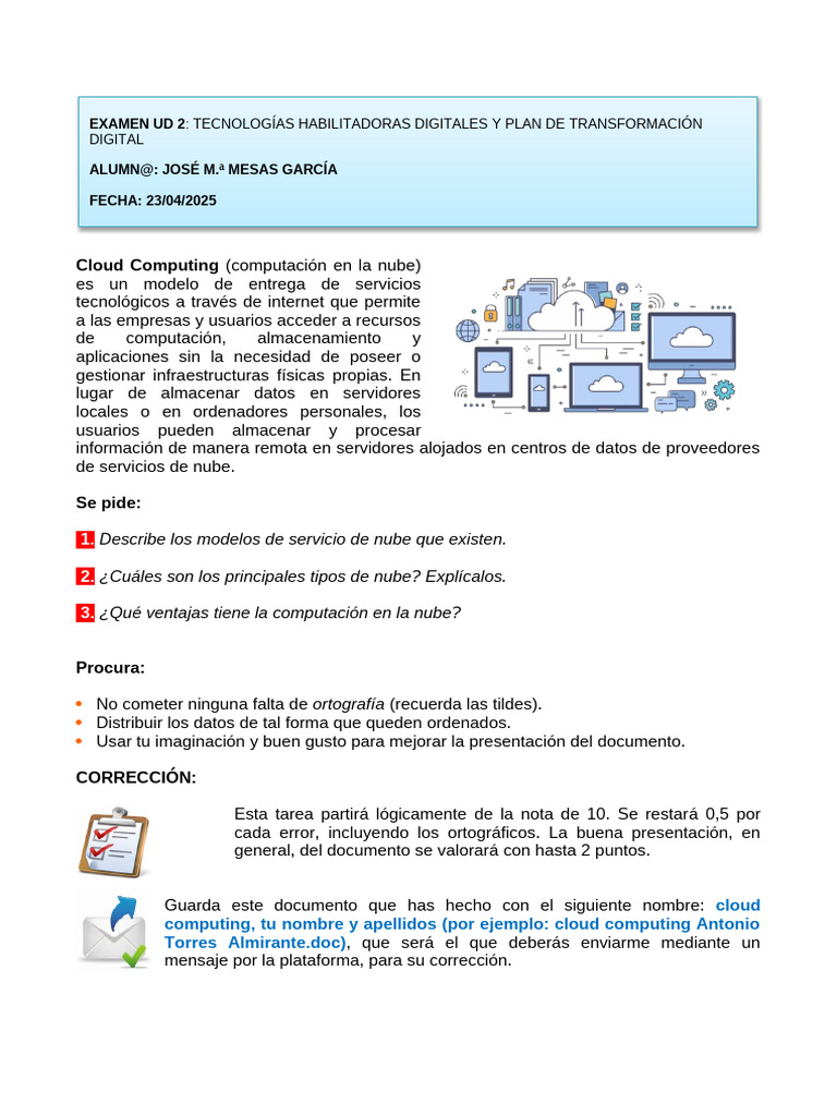Tarea Examen Ud2 | PDF | Computación en la nube | Software como servicio