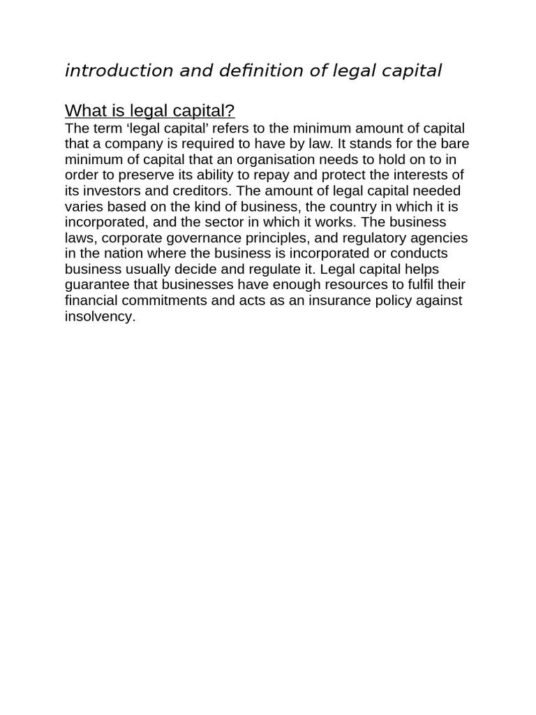 Understanding Legal Capital Requirements | PDF