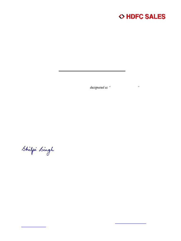 HDFC Bank Employment Certification Letter | PDF