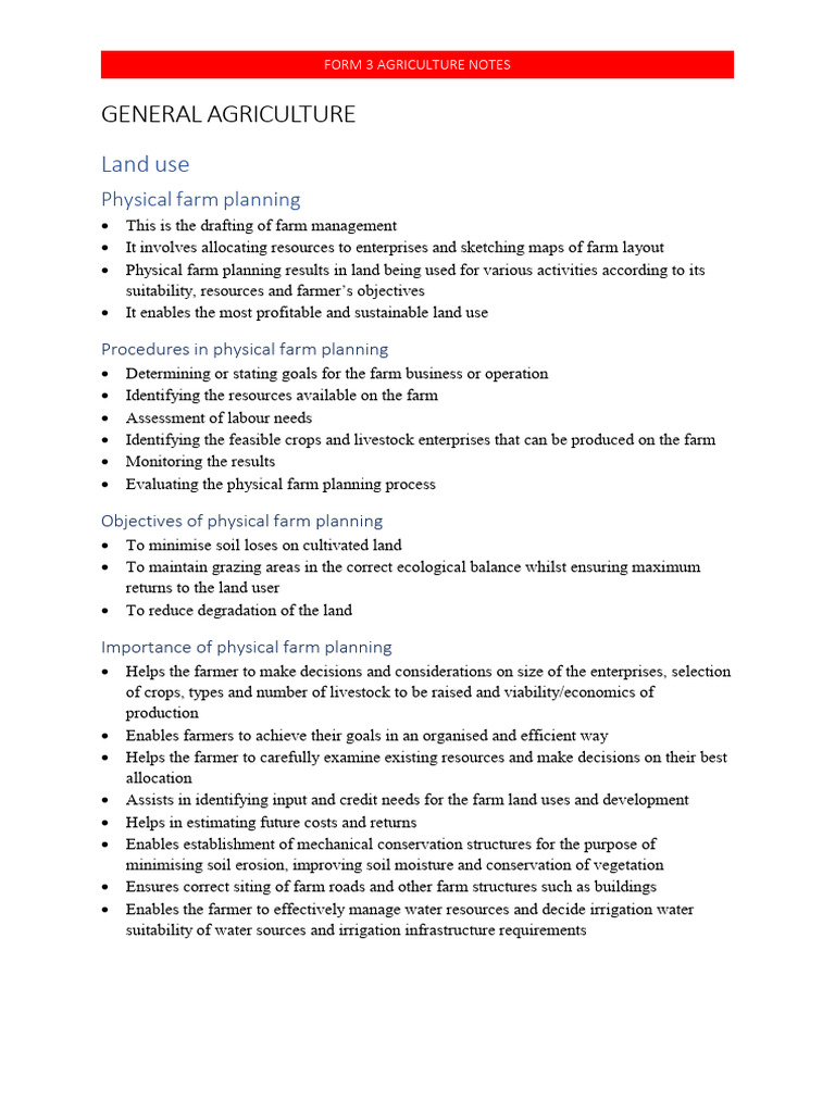 Form 3 Agriculture 2024 Notes Term 1 | PDF | Soil | Ph