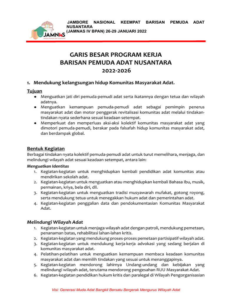 2022.01.26 Garis Besar Program Kerja Bpan 2022-2026 | PDF