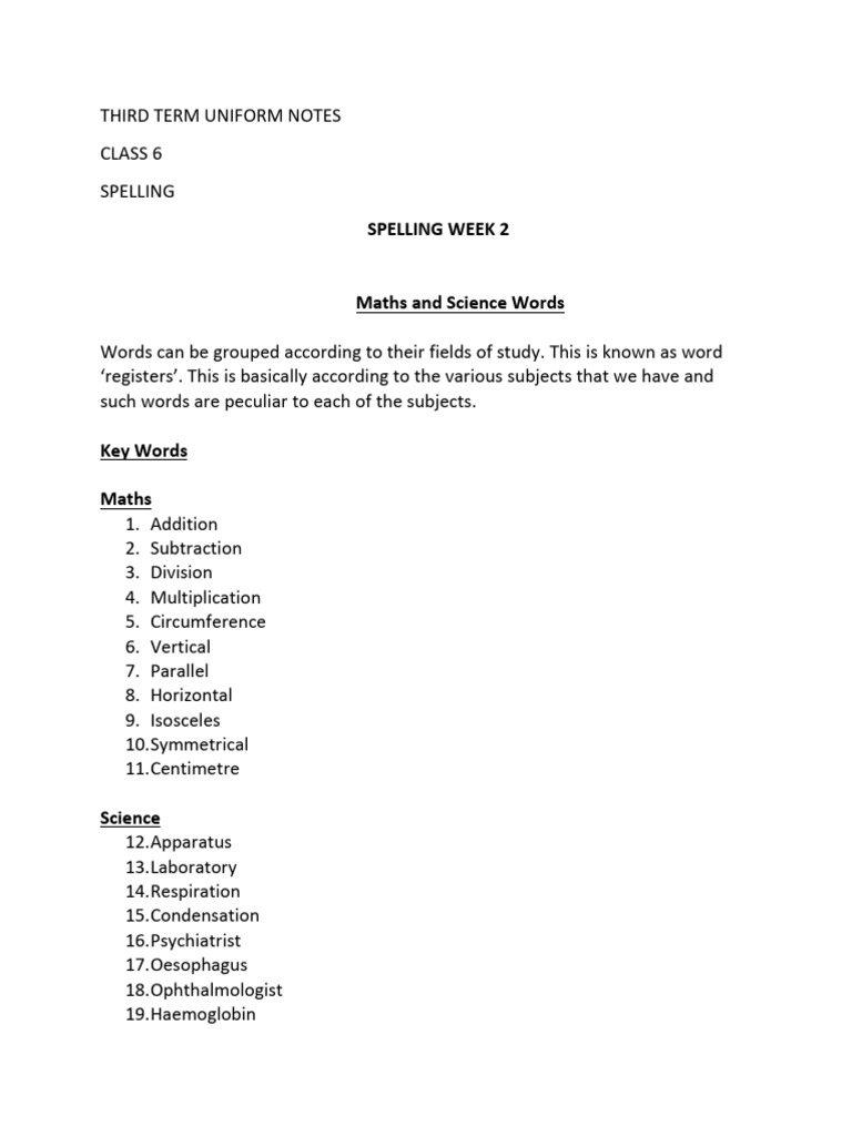 Spelling Third Term Uniform Notes | PDF | Plural | Noun