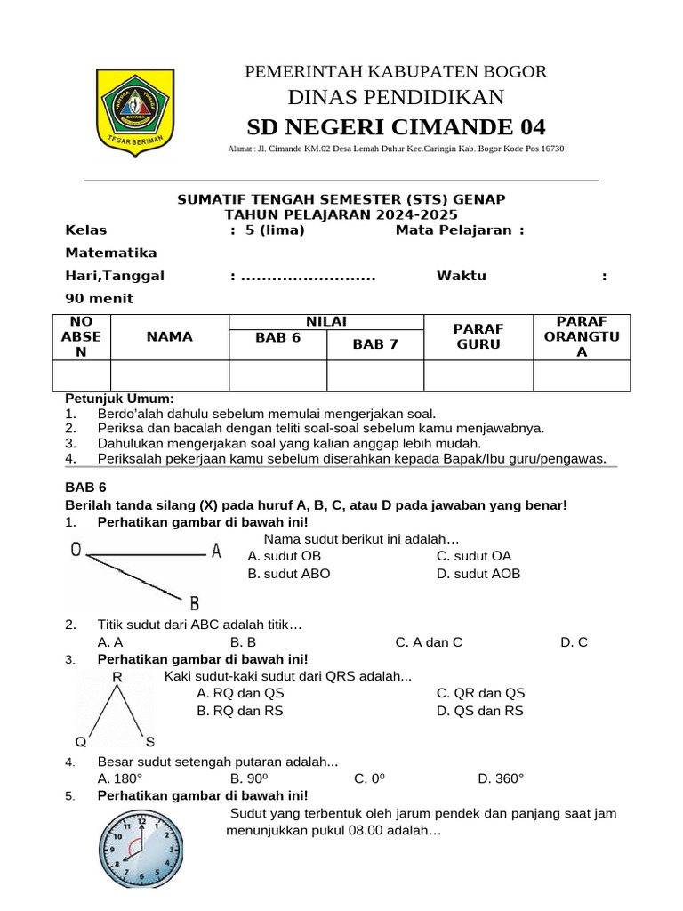 Kelas 5 2024-2025 STS Genap Matematika | PDF