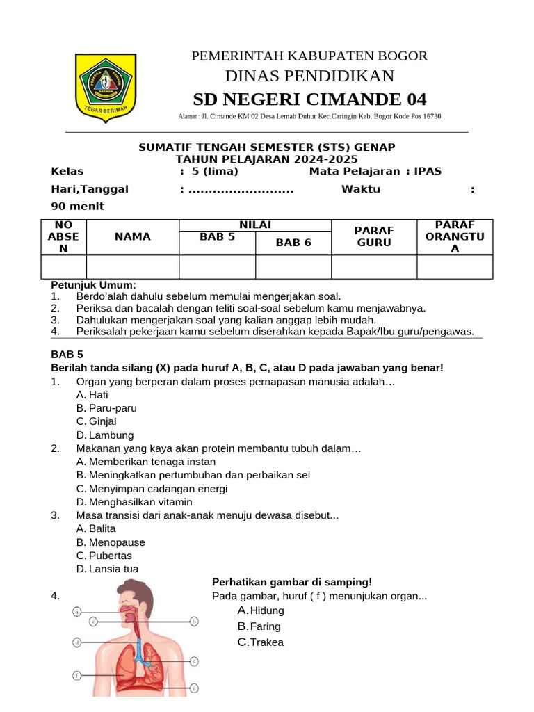 Kelas 5 2024-2025 STS Genap Ipas | PDF