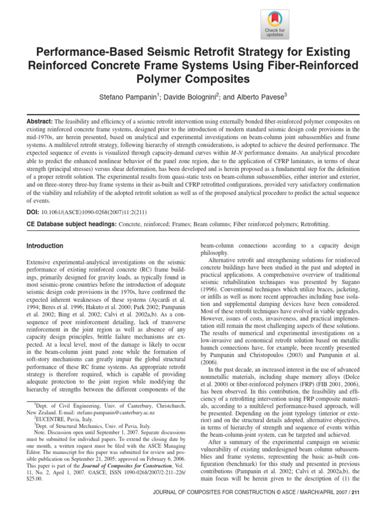 Seismic Retrofit with Fiber-Reinforced Polymers | PDF | Beam (Structure ...