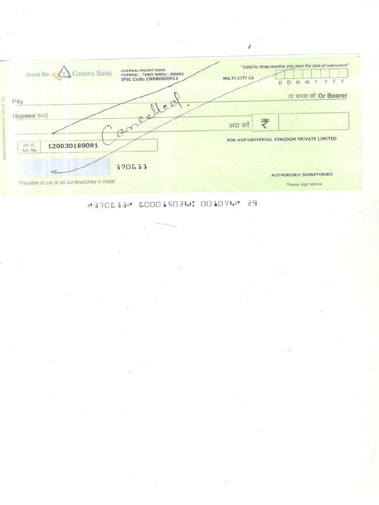 Cancelled Cheque | PDF