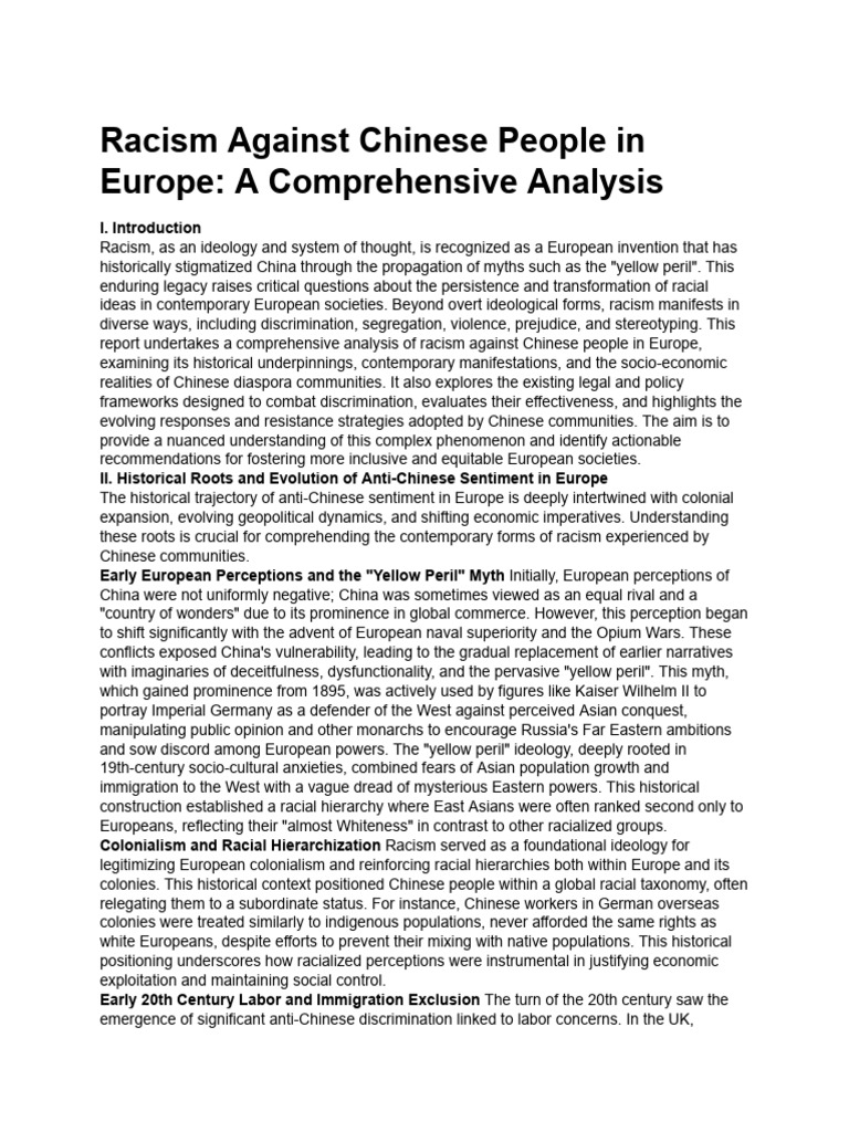 Racism Against Chinese in Europe | PDF | Racism | Discrimination & Race ...
