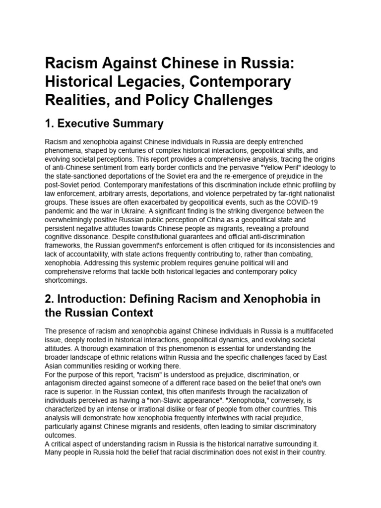 Anti-Chinese Racism in Russia Explained | PDF | Xenophobia ...