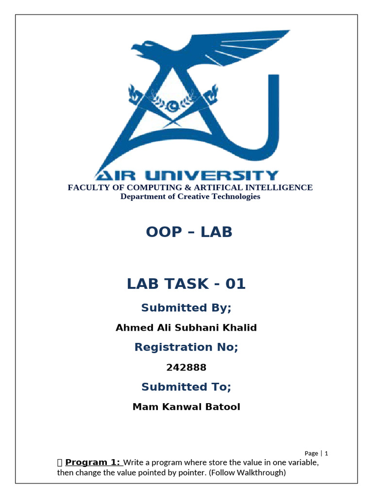 Lab 01 BSDS 242888 | PDF