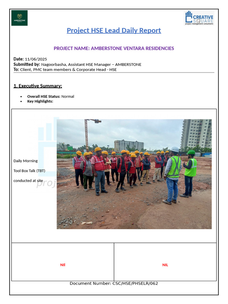 CSC - Project HSE Lead Daily Report - 11-06-2025 | PDF