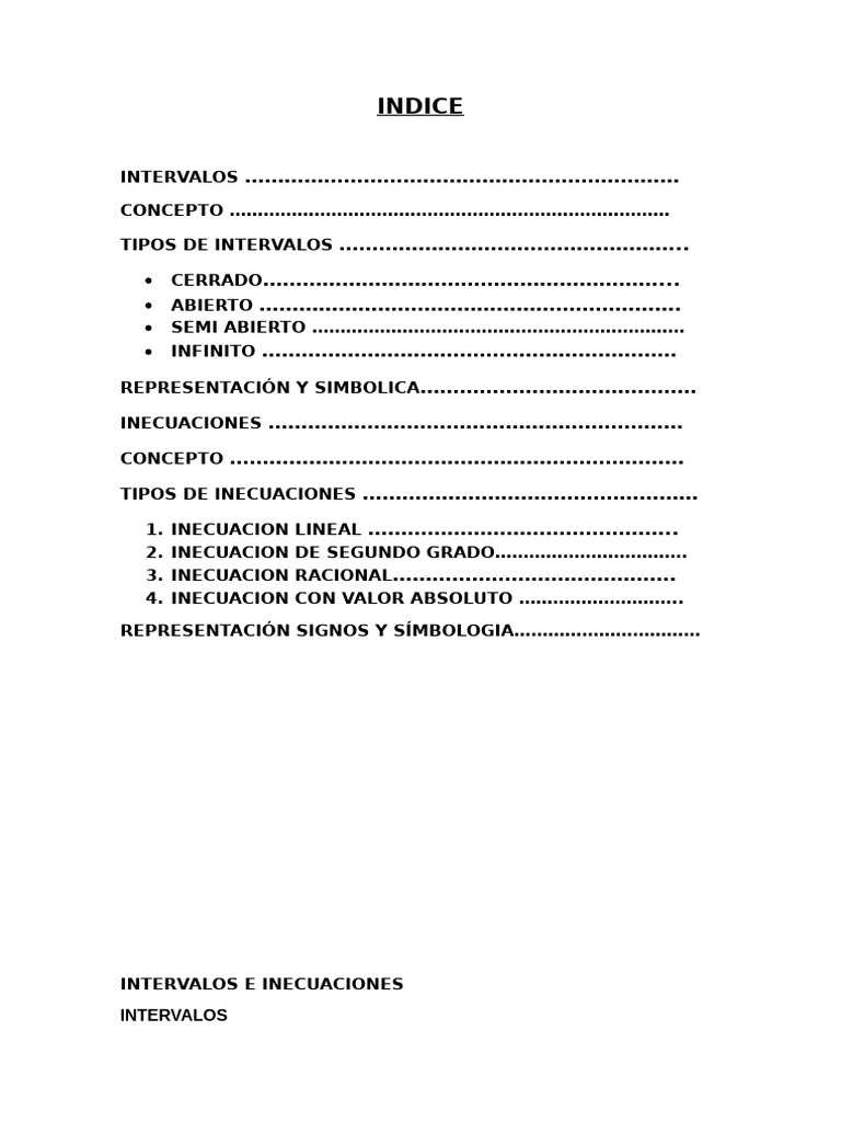 Intervalos e Inecuaciones Matemáticas | PDF | Intervalo (Matemáticas ...