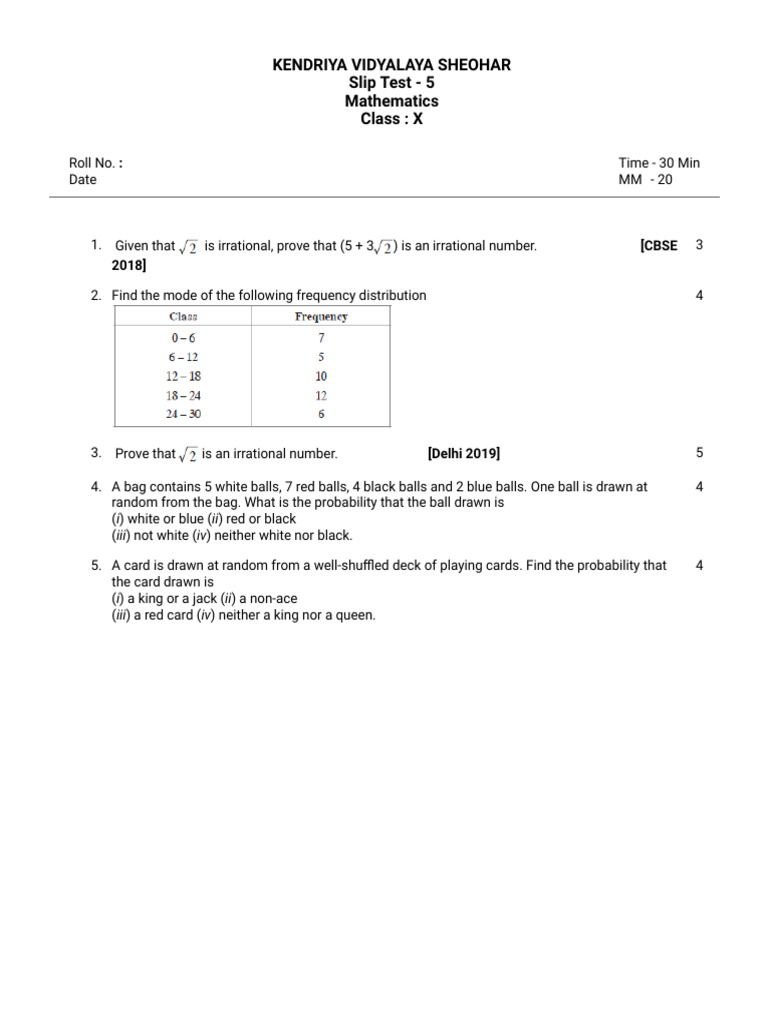 Slip Test 5 Class X | PDF