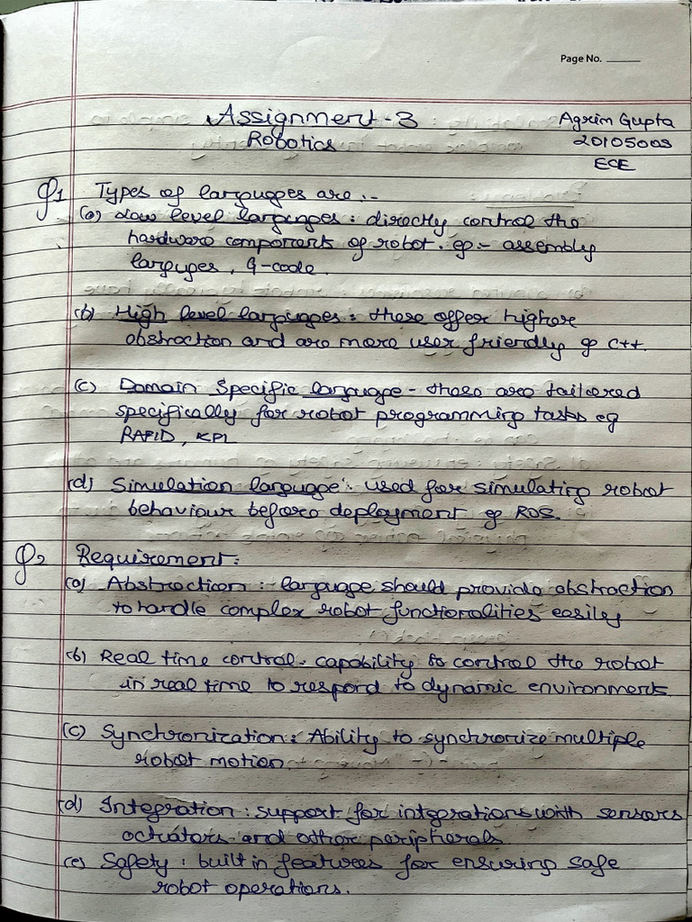 Assignment 3 Robotics 20105008 | PDF