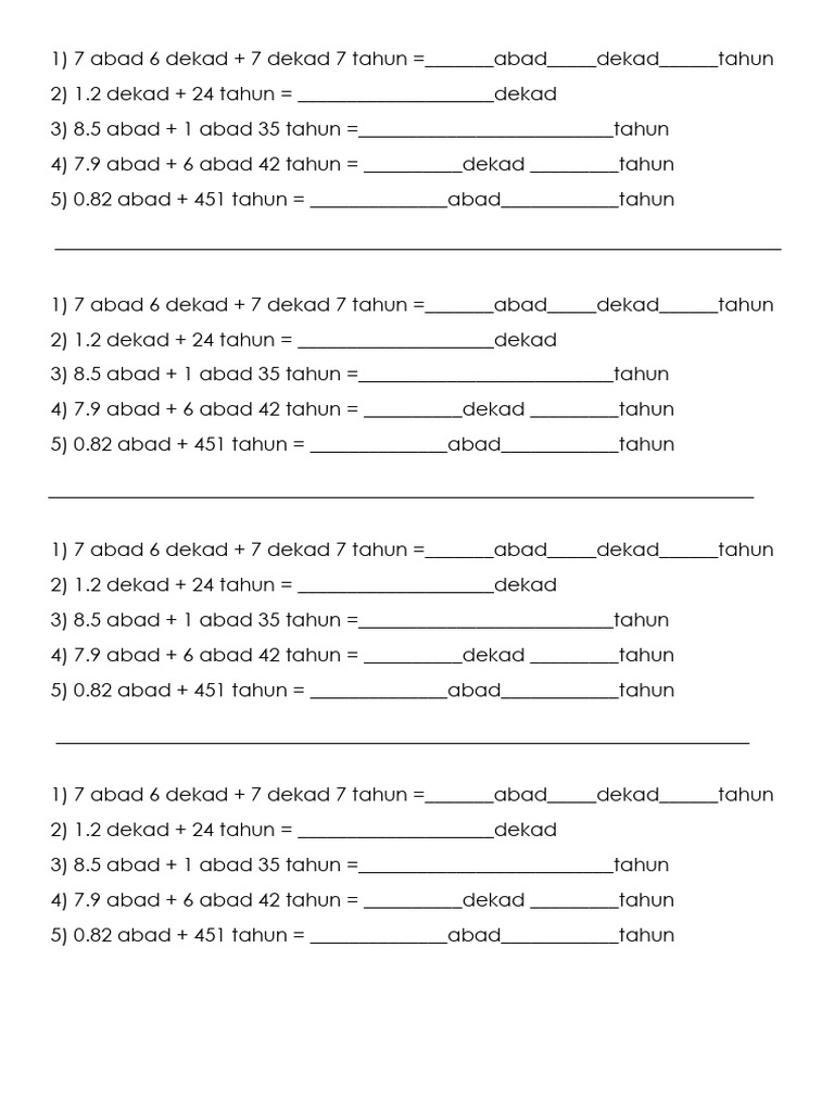 Perhitungan Abad dan Dekad | PDF