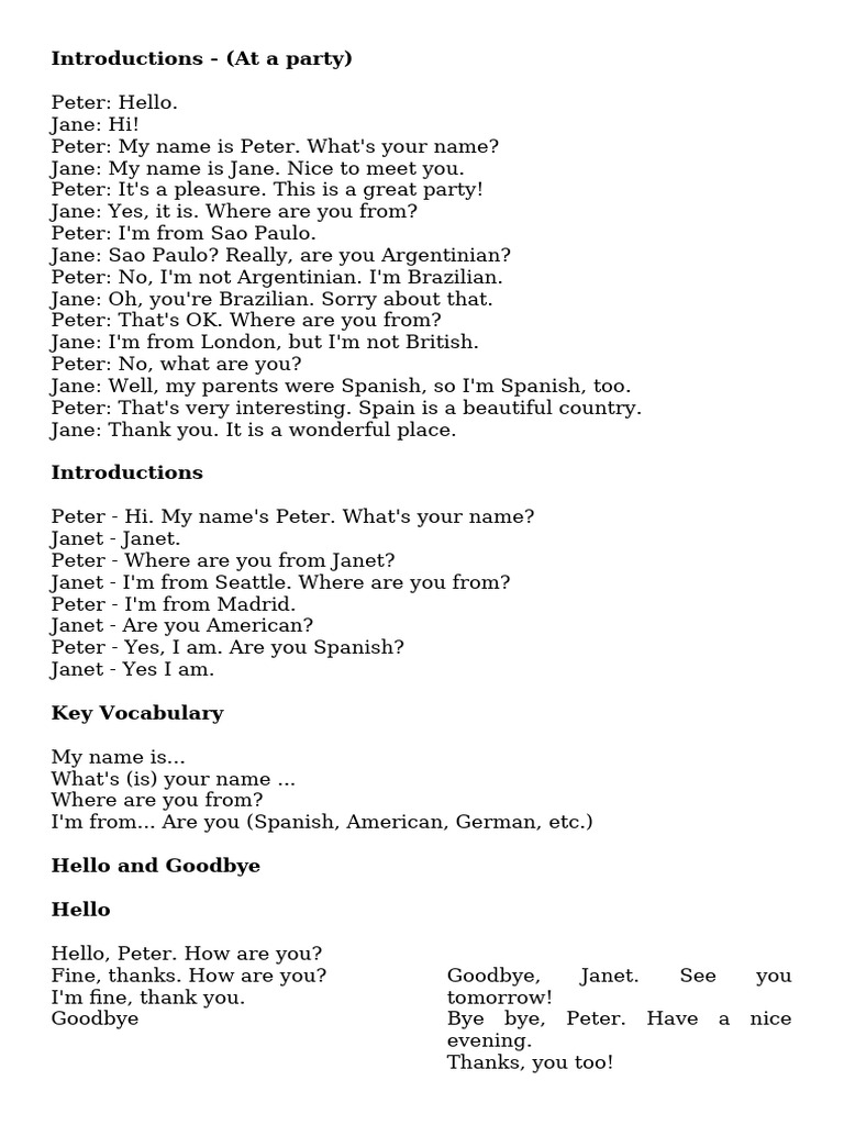 Introduction Dialogue | PDF