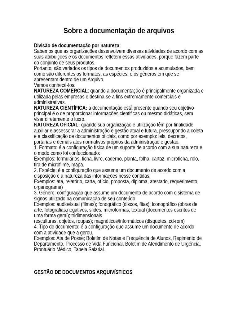 Sobre A Documentação de Arquivos | PDF