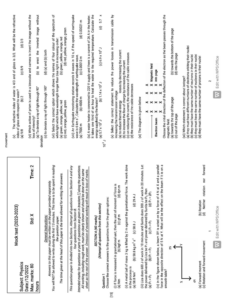 physics mock test 2025 | PDF