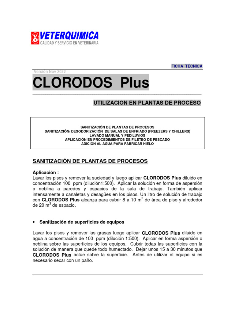 FT Clorodos Plus FT Nov 2022 | PDF | Concentración | Agua