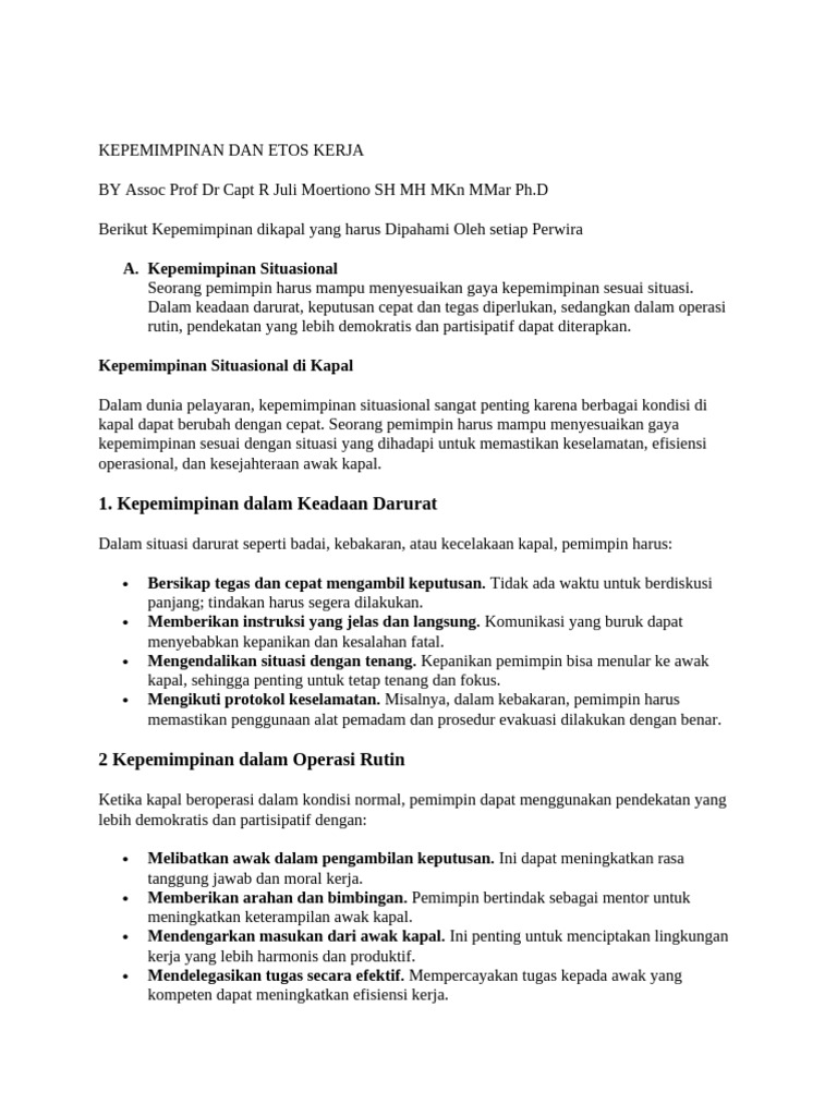 Kepemimpinan Dan Etos Kerja | PDF