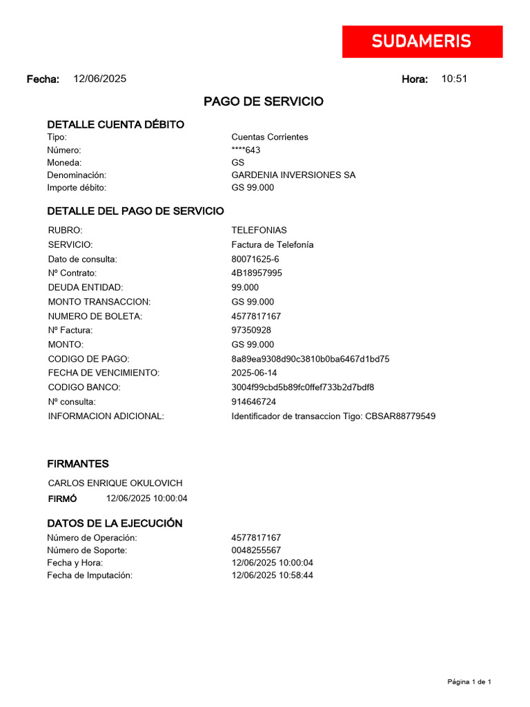 Comprobante Pago Servicios | PDF