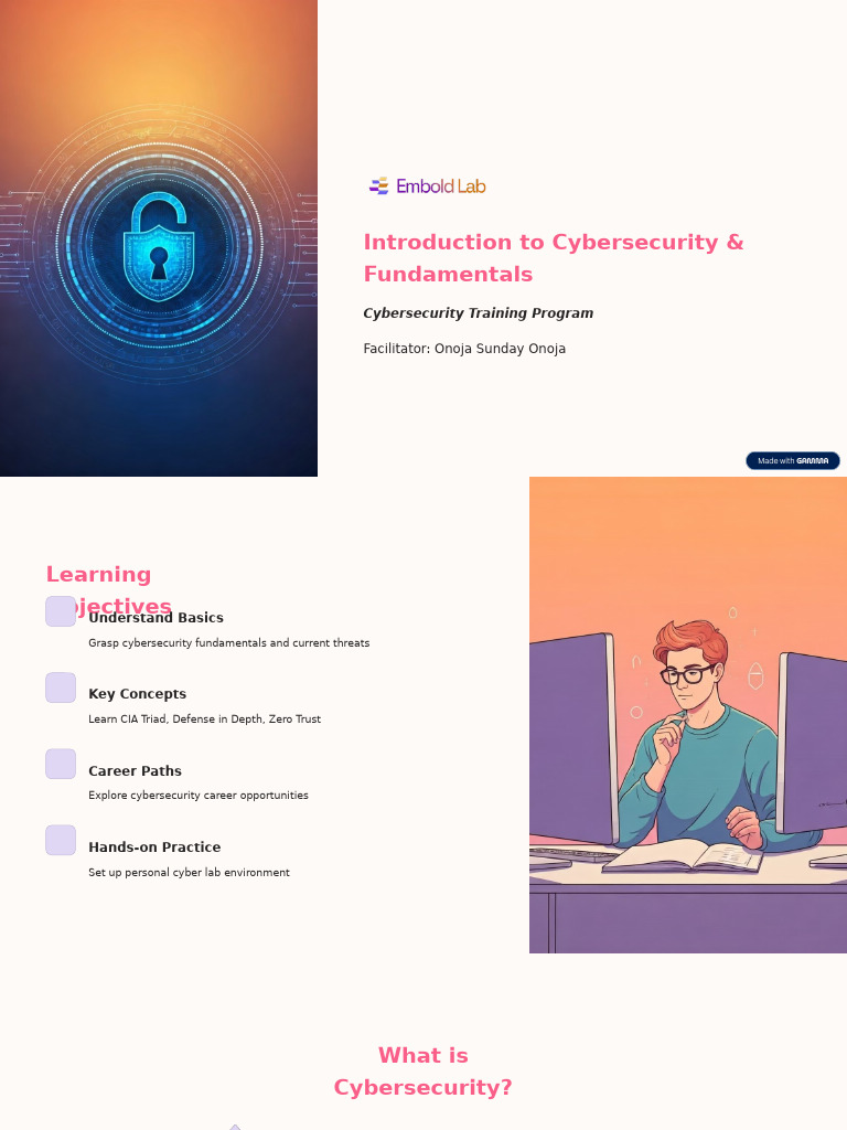 Class 1 - Introduction To Cybersecurity & Fundamentals | PDF | Security | Computer Security
