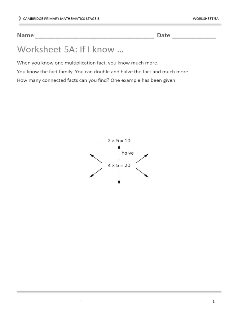 Prim Maths 3 2ed TR Diff Ws 5a | PDF