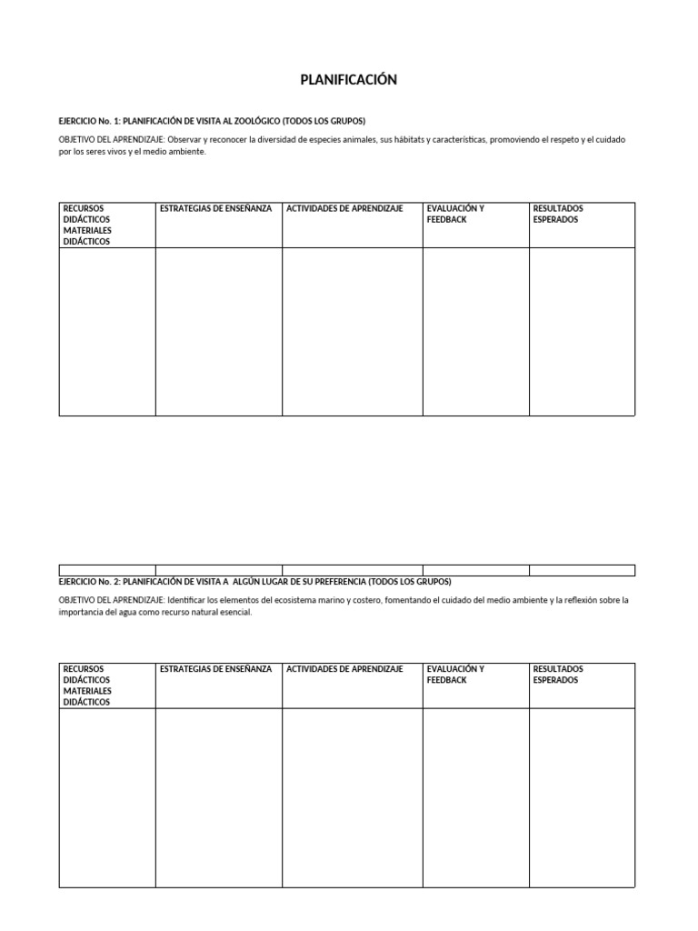 Planificaciones Completadas Formato | PDF