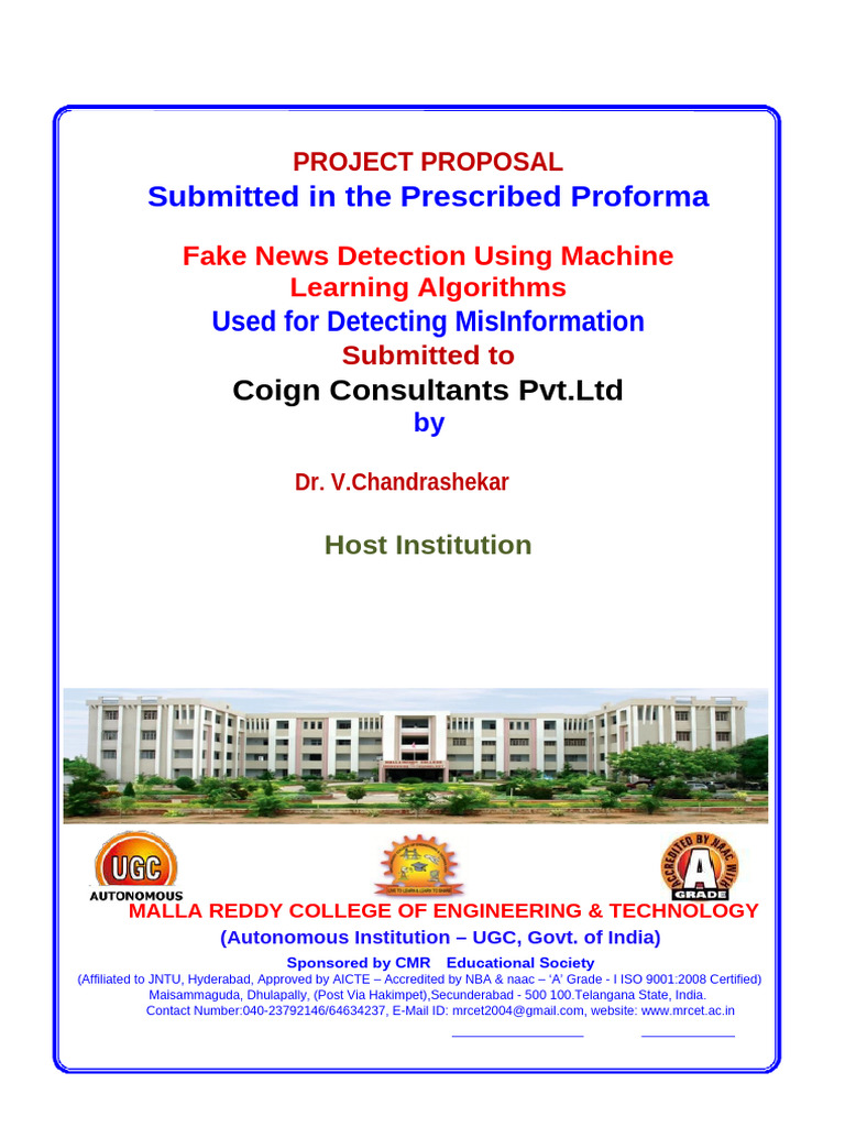 Fake News Detection Using Machine Learning Algorithms Final | PDF ...