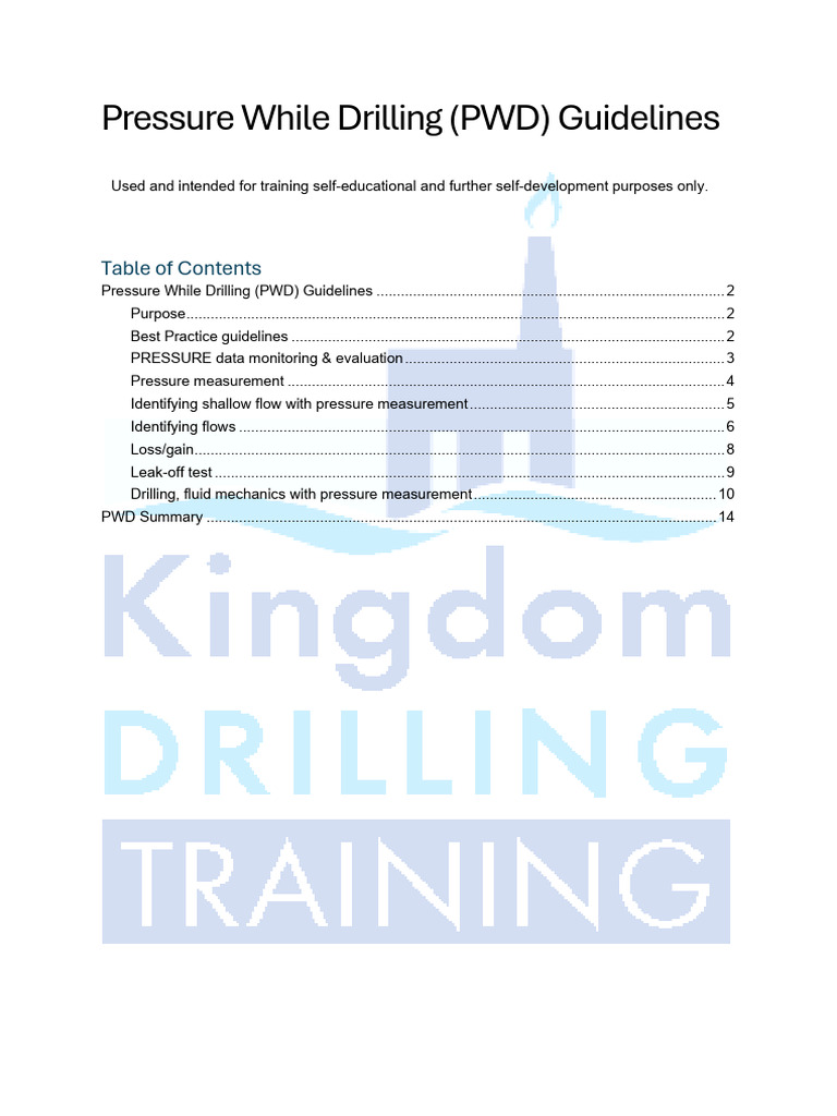 PWD Guidelines for Drilling Optimization | PDF | Casing (Borehole) | Pressure
