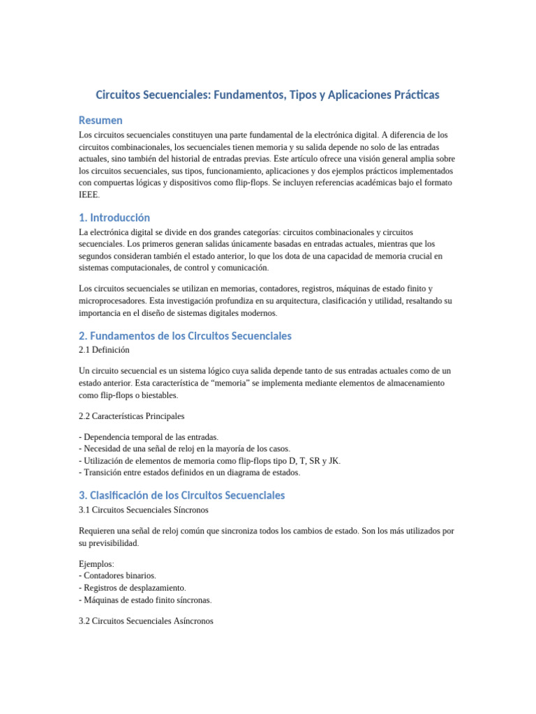 Circuitos Secuenciales IEEE | PDF | Ingenieria Eléctrica | Ciencias de la Computación