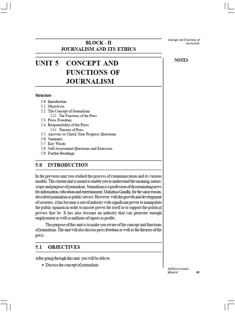 Concepts and Functions of Journalism | PDF | Journalism | First ...
