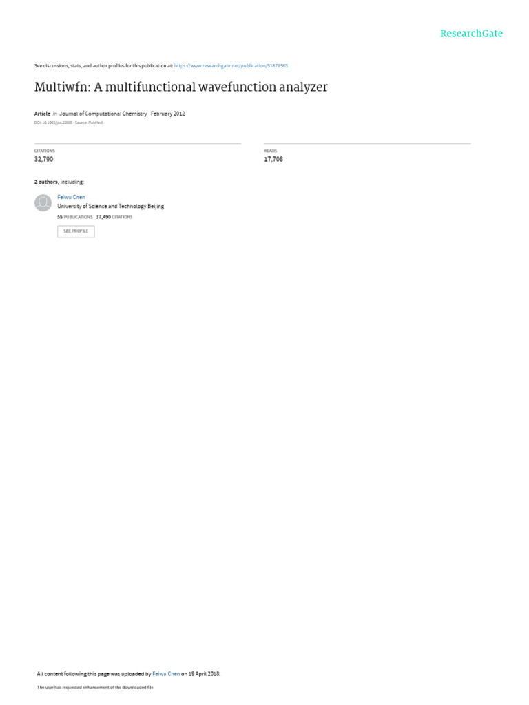Multiwfn | PDF | Chemical Bond | Molecules
