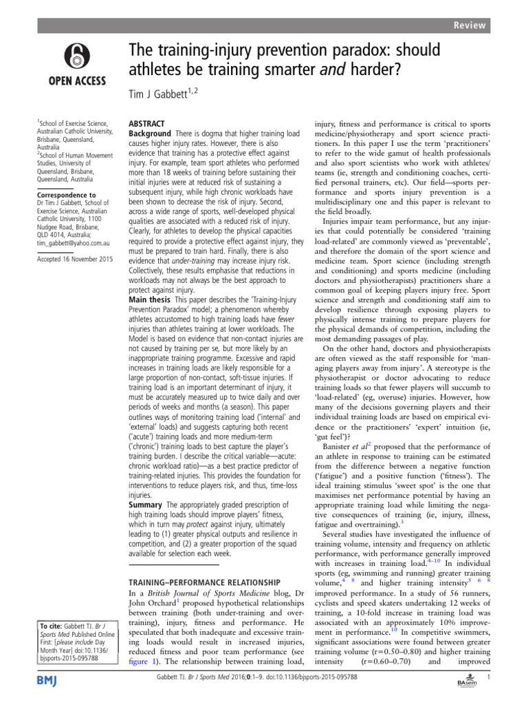 Prevencao de Lesao No Esporte Artigo 1 Gabbett2016 240702 120622 | PDF | Sensitivity And Specificity