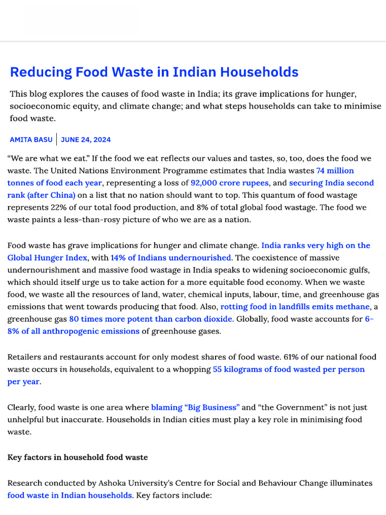 Food Waste Research Paper | PDF