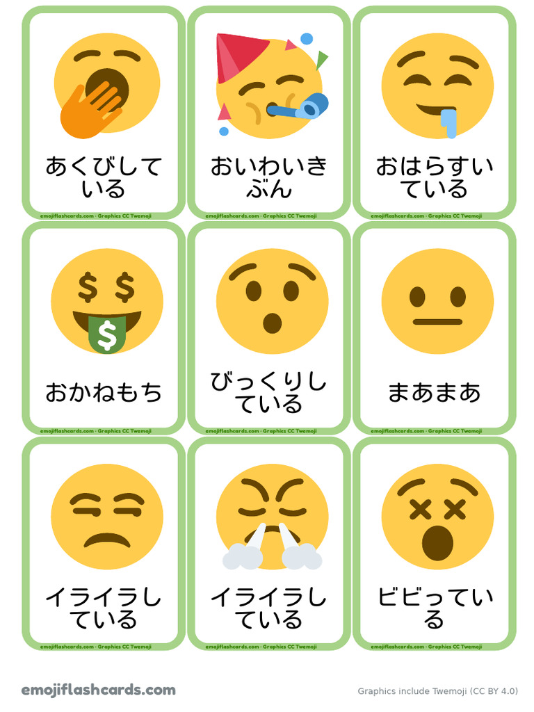 A4 Flashcards Feelings Small Green | PDF