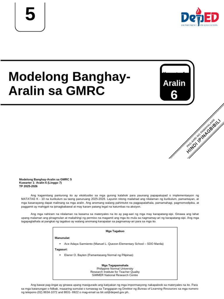 q1 Le GMRC 5 Lesson 6 Week 7 | PDF