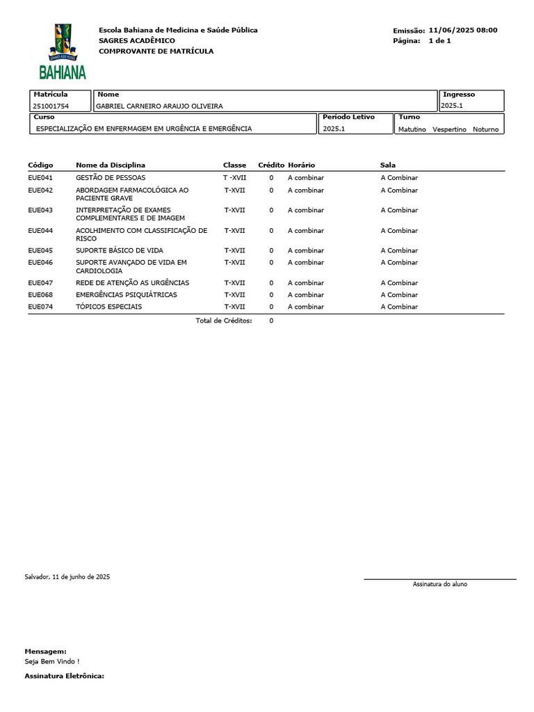 Comprovante de Matricula 1 | PDF
