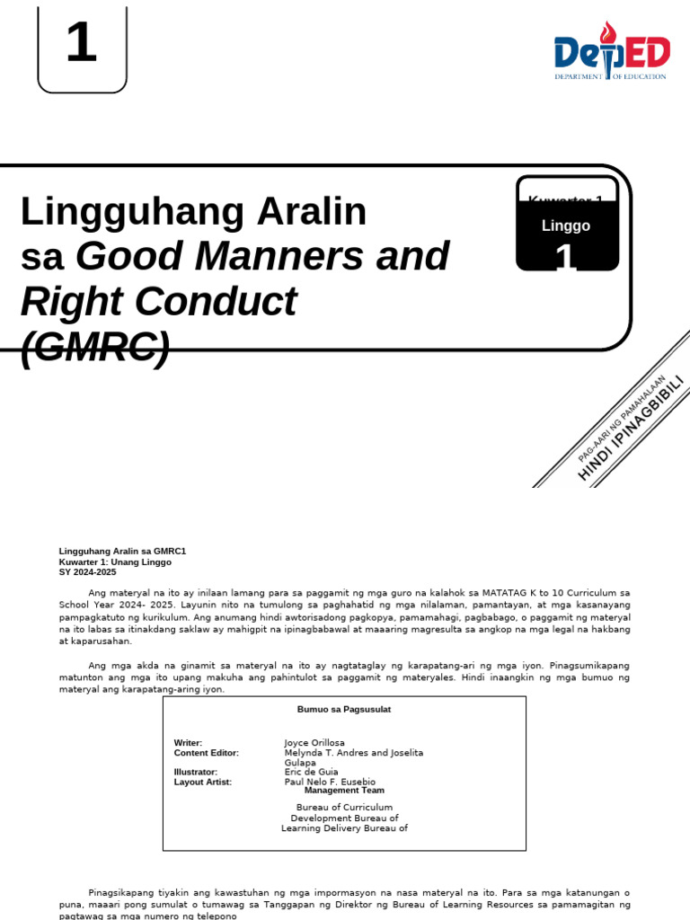 LE - GMRC 1 - Q1 - Week1 - v.3 | PDF