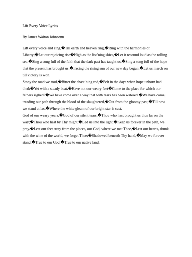 Lift Every Voice Lyrics | PDF